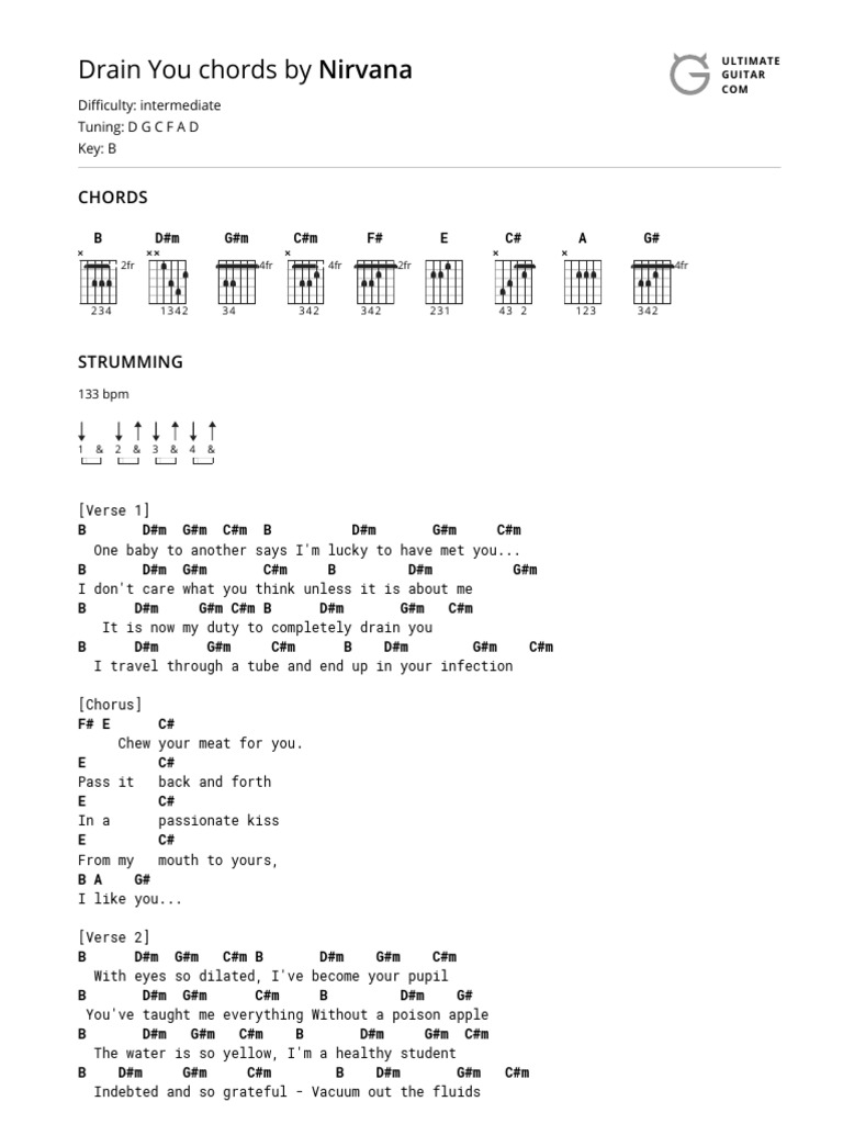 Nirvana - Drains you | PDF | Song Structure | Music Theory