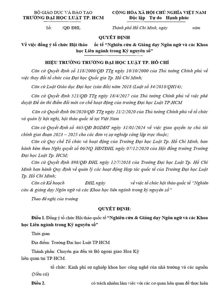 QD1222 Quyet Dinh To Chuc HTQT NC Va GD Ngon Ngu 16.11.2024 | PDF