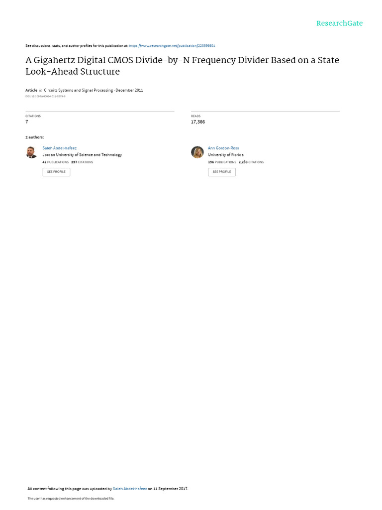 A Gigahertz Digital CMOS Divide-By-N Frequency Div | PDF | Electronic ...