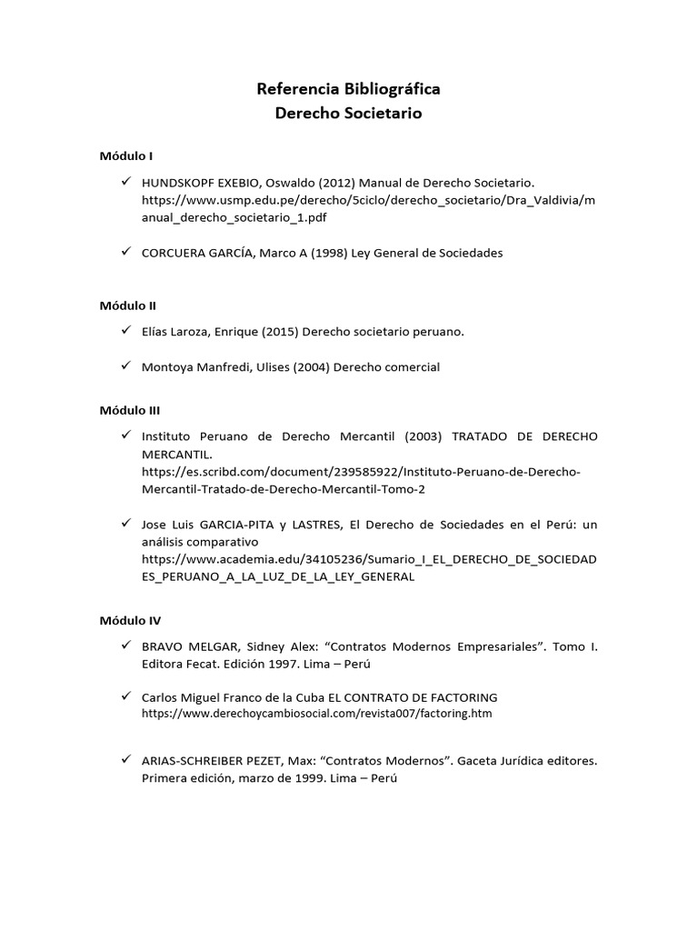 Derecho Societario Bibliografia Complementaria | PDF