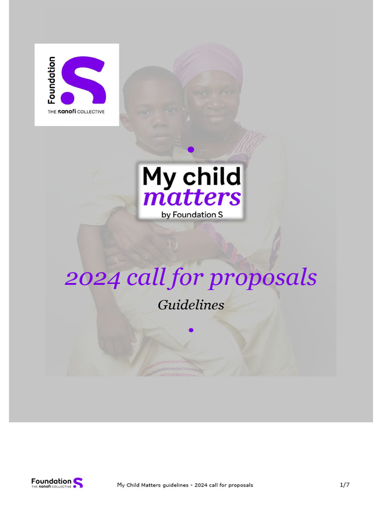 My Child Matters 2024 Call For Proposals Guidelines | PDF | Health Care | Oncology