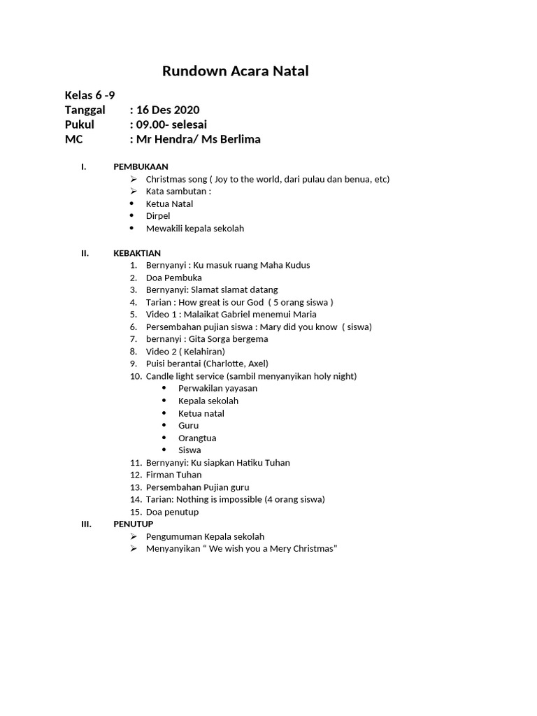 Rundown Acara Natal | PDF | Agama & Spiritualitas