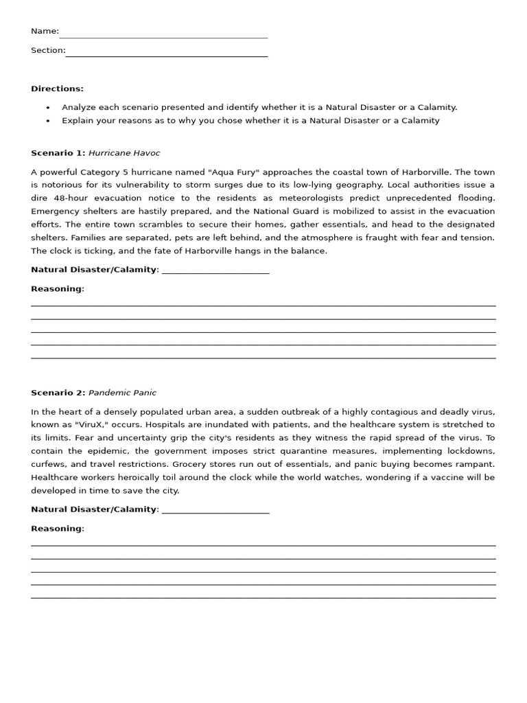 Natural Disaster Vs Calamity (Crisis Analysis) | PDF | Natural ...