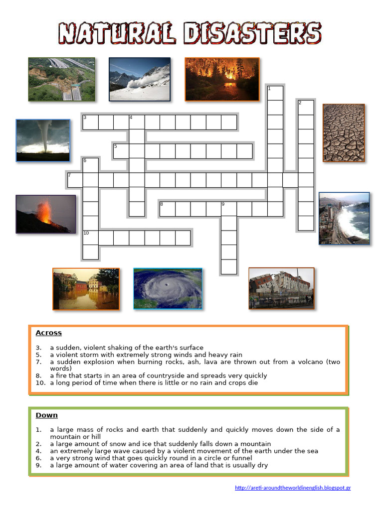 Natural Disasters Crosswords - 69797 | PDF | Rain | Volcano