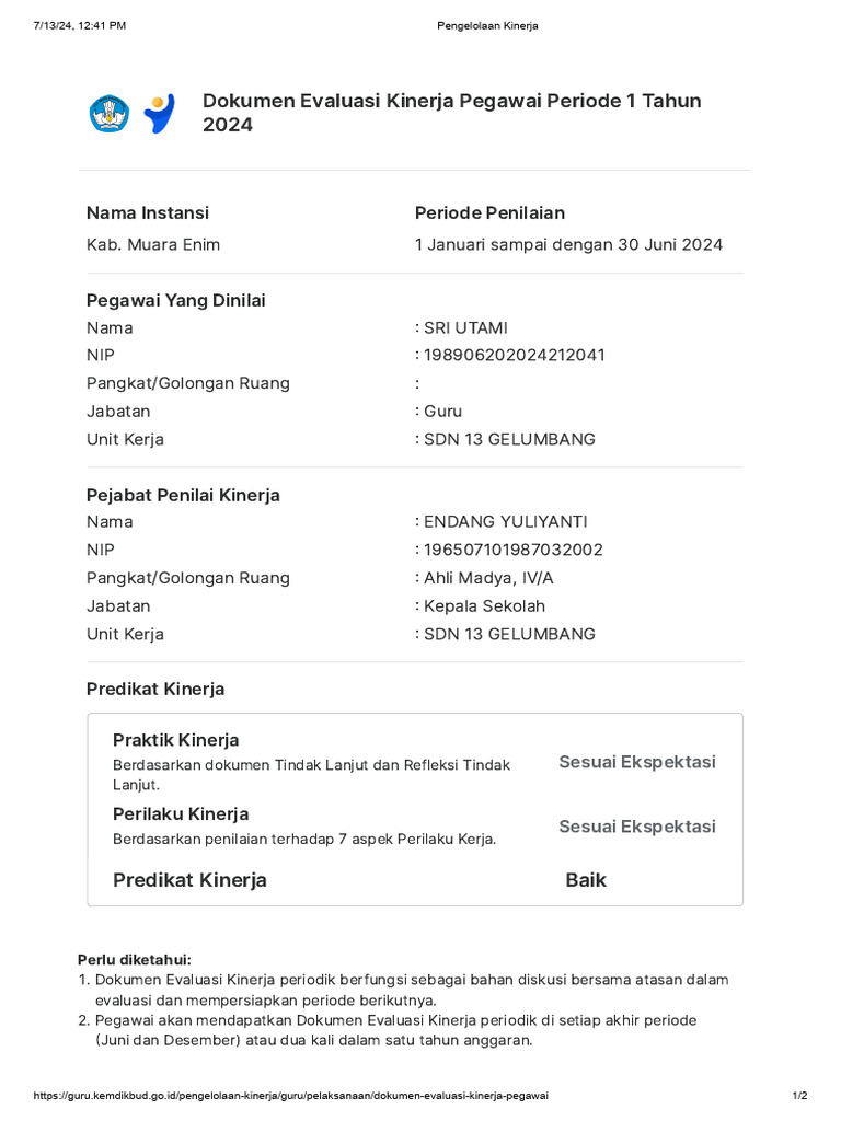 Pengelolaan Kinerja Sri Utami | PDF