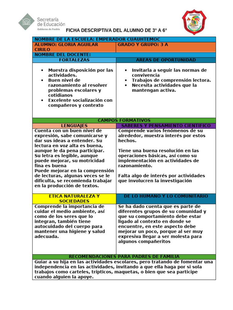 Fichas Ejemplo | PDF | Comprensión lectora | Pensamiento