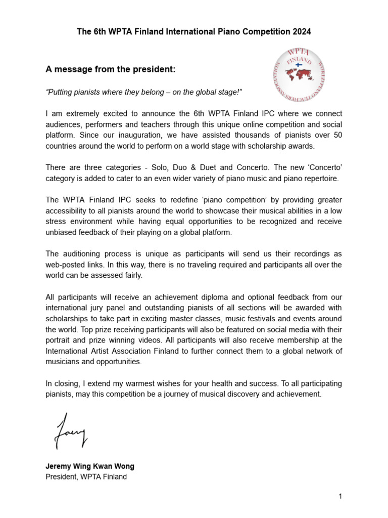 6th WPTA Finland IPC Rules and Regulations | PDF | Concerto | Orchestras