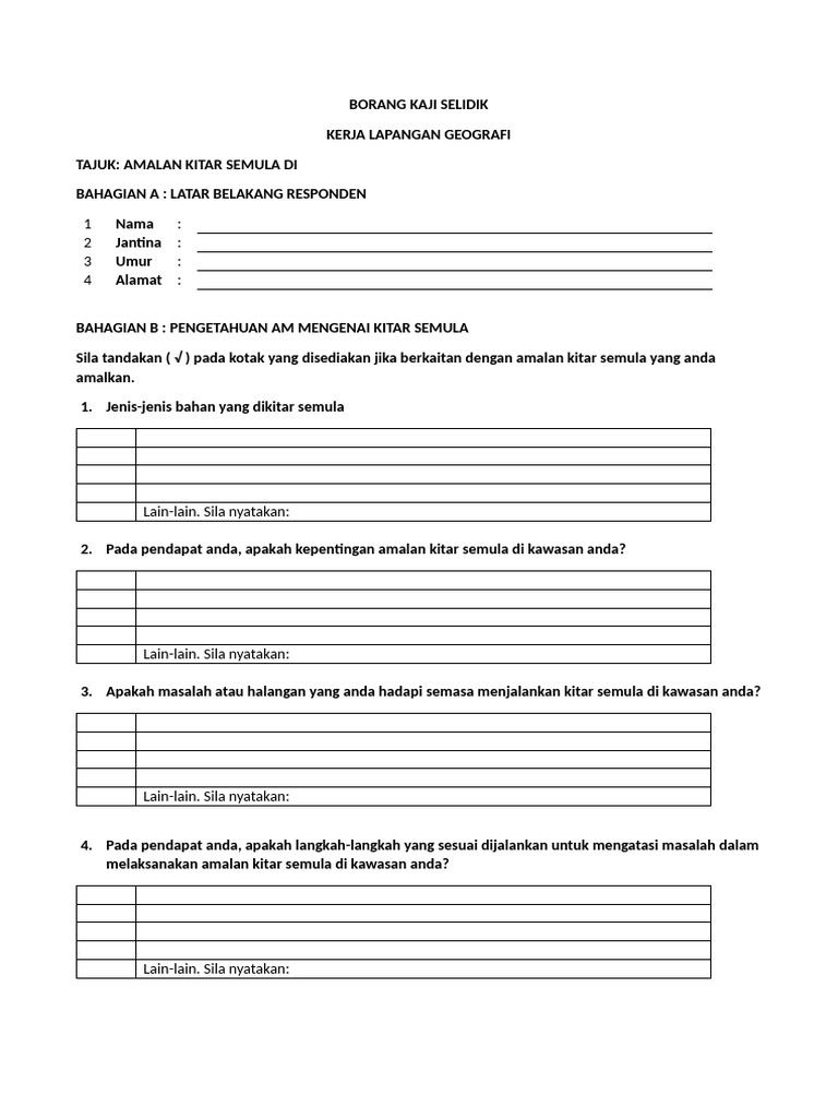 Borang Kaji Selidik | PDF