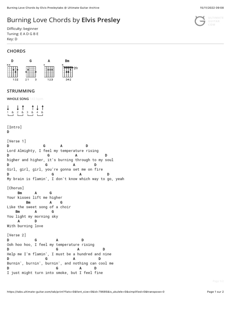 Burning Love- Elvis Presley | PDF | Song Structure | Recorded Music