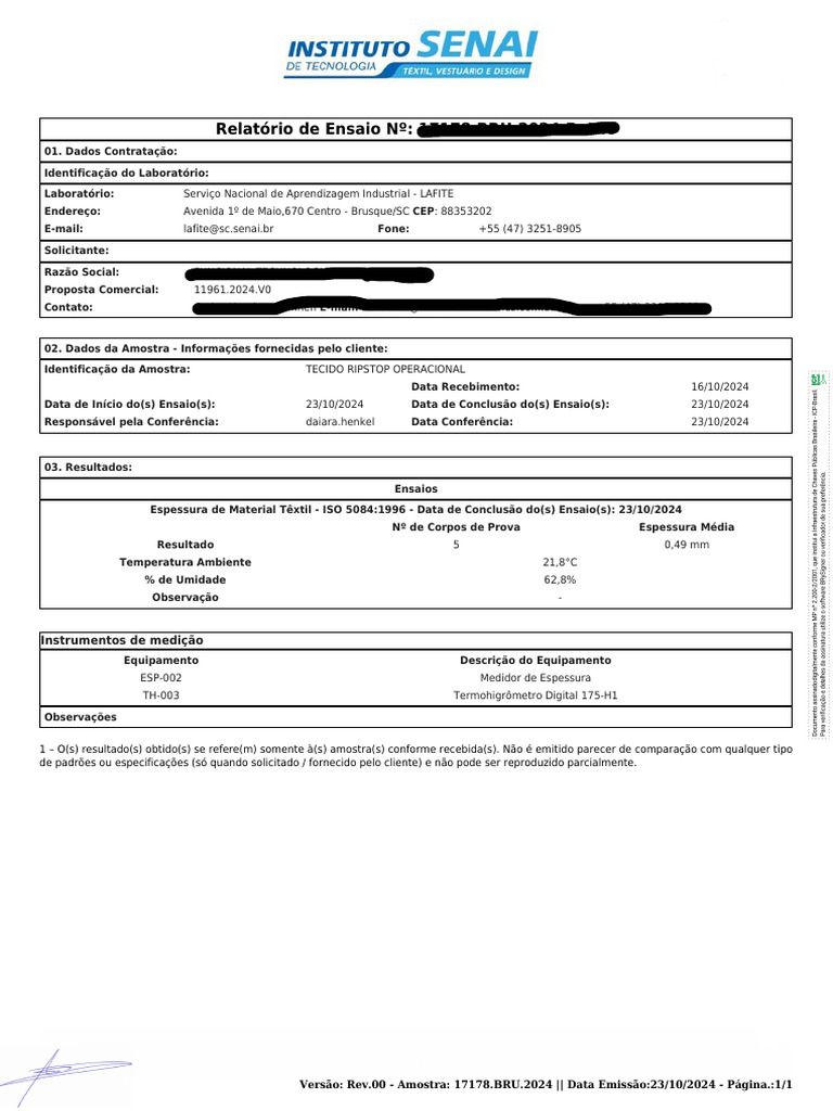 Tecido Ripstop Importado (Sem Stretch) - Espessura | PDF