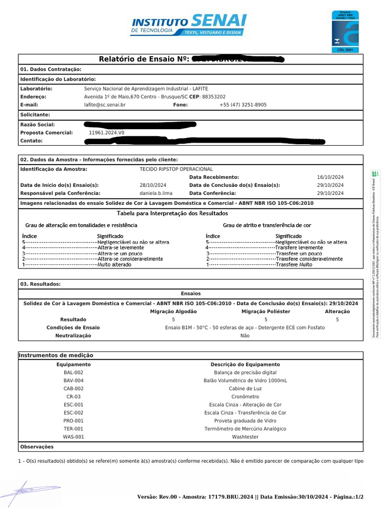 Tecido Ripstop Importado (Sem Stretch) - Lavagem | PDF