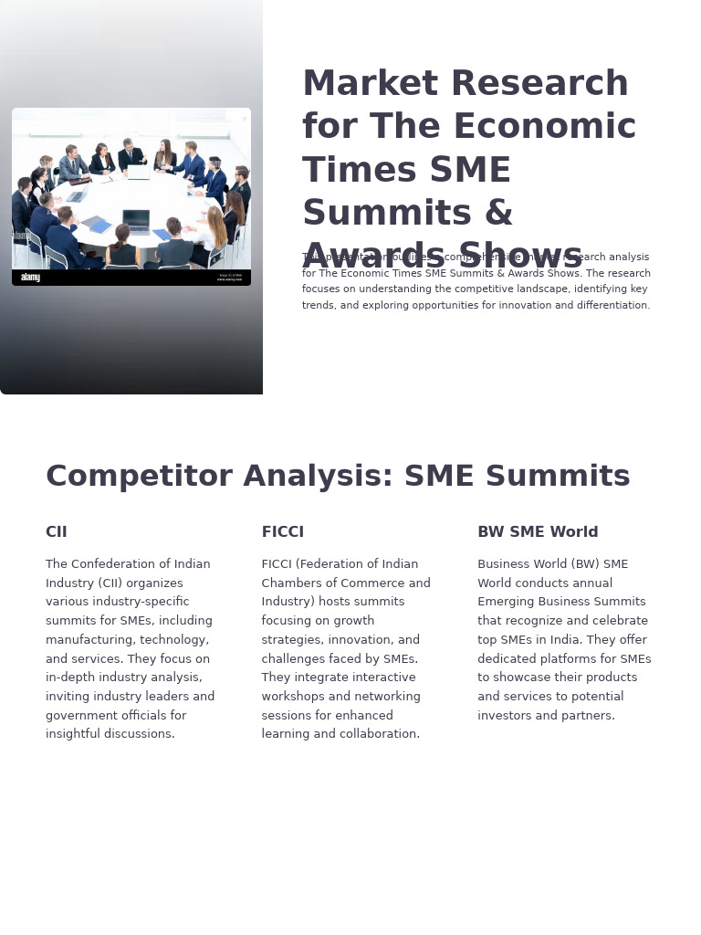 Market Research For The Economic Times SME Summits and Awards Shows ...