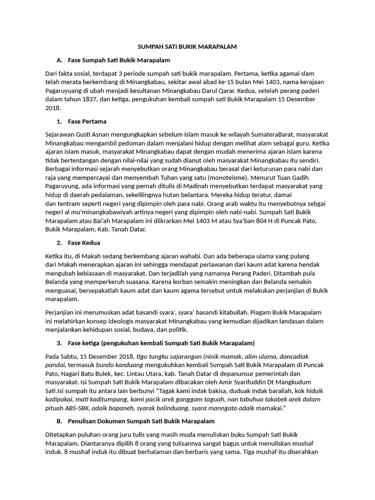 Sumpah Sati Bukik Marapalam | PDF | Politik | Sejarah