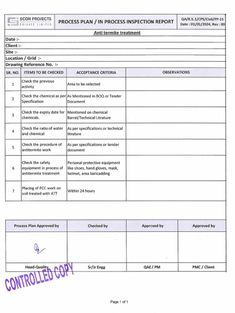 PP-15 - Civil Checklist - Anti Termite | PDF