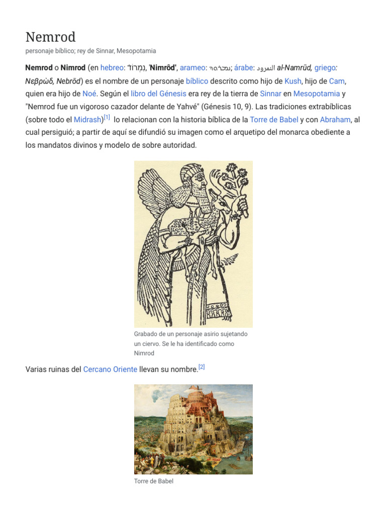 Nemrod: Rey Bíblico y Constructor de Babel | PDF