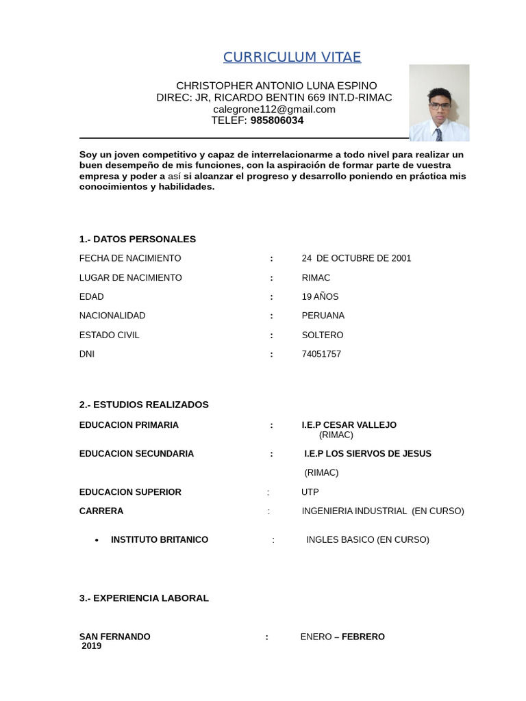 Curriculum Vitae Christopher Luna | PDF