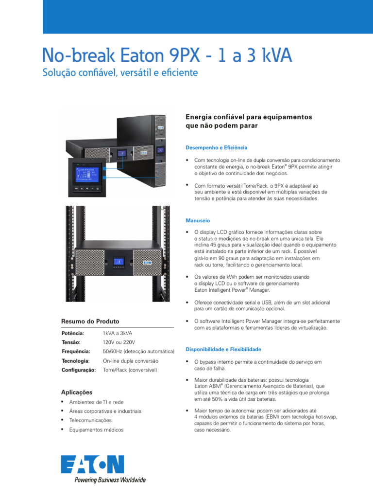 Catalogo EATON 9px1-3k-Datasheet-Pt-R00 | PDF | Rede de computadores | USB