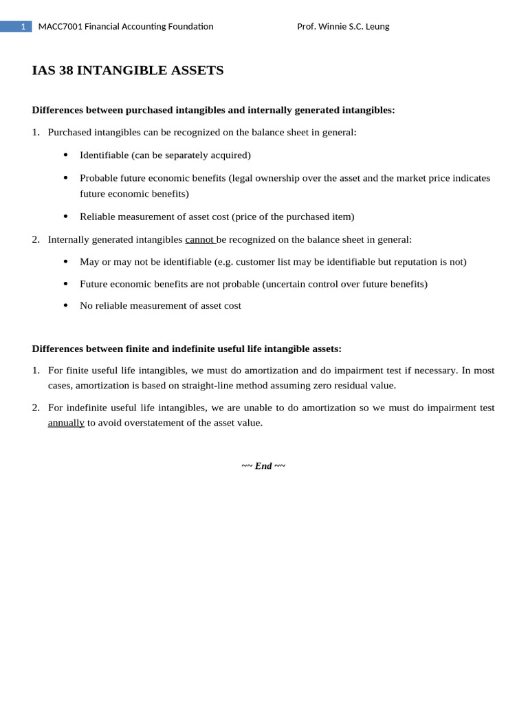 IAS 38 Intangible Assets Additional Notes | PDF