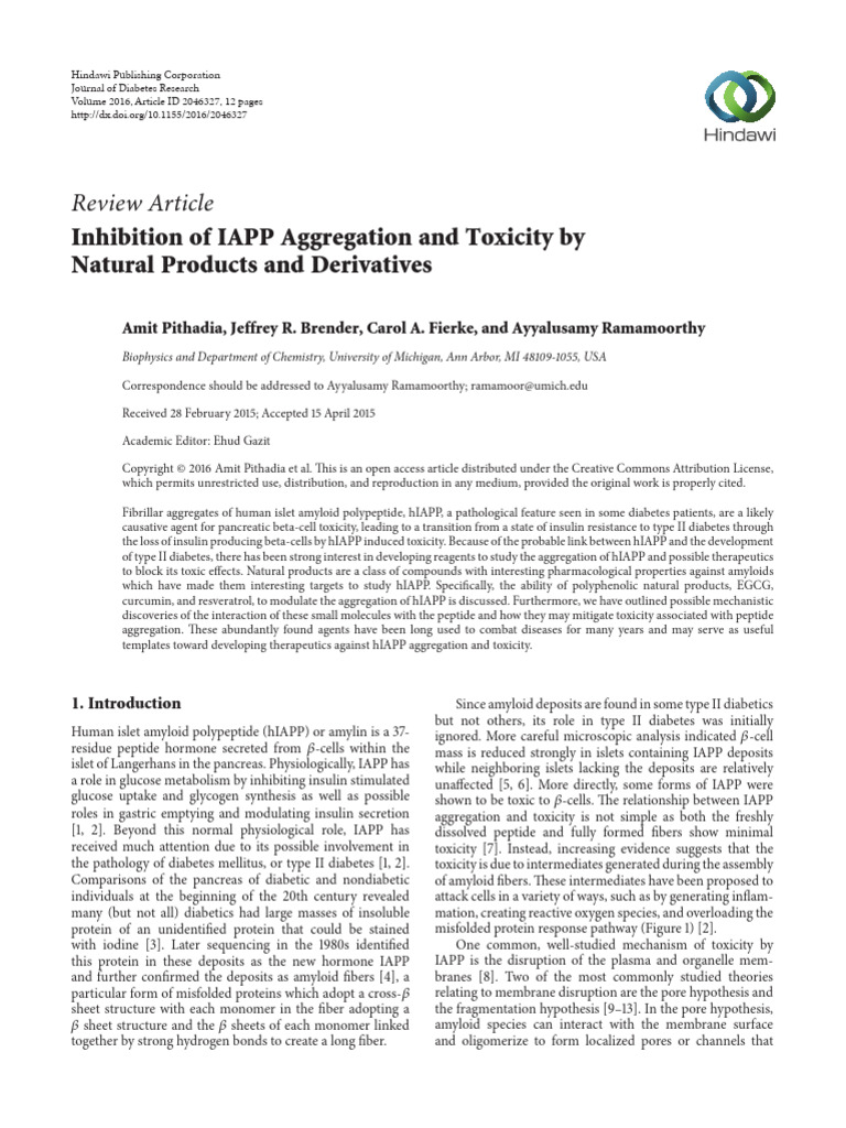 Inhibition of IAPP Aggregation and Toxicity | PDF | Amyloid | Biochemistry