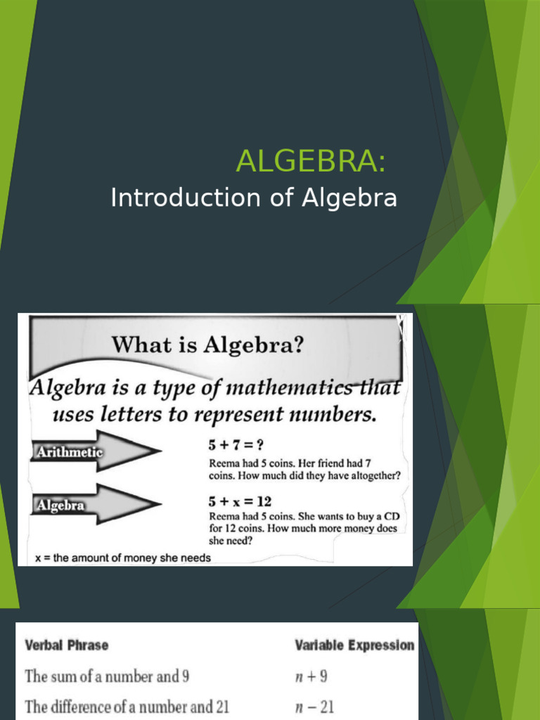 Lesson 4 - Introduction To Algebra | PDF