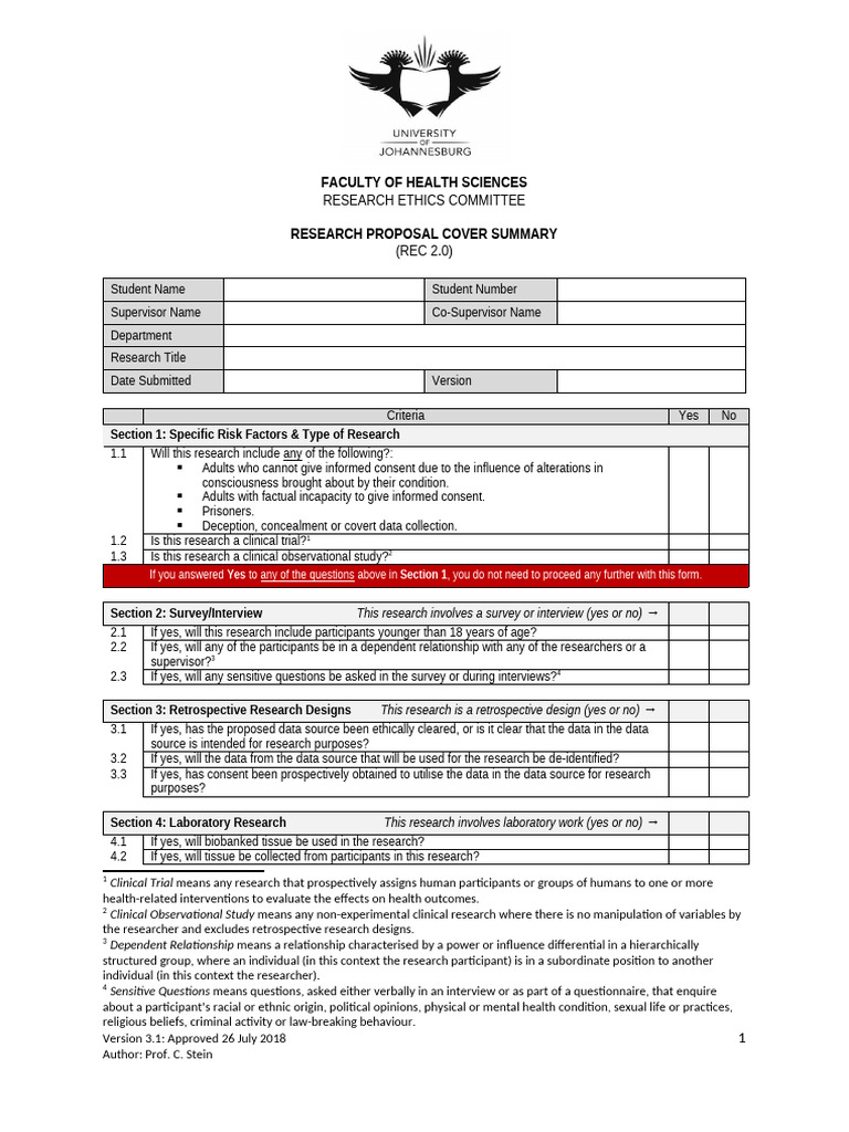 Research Ethics Form for Students | PDF | Informed Consent ...