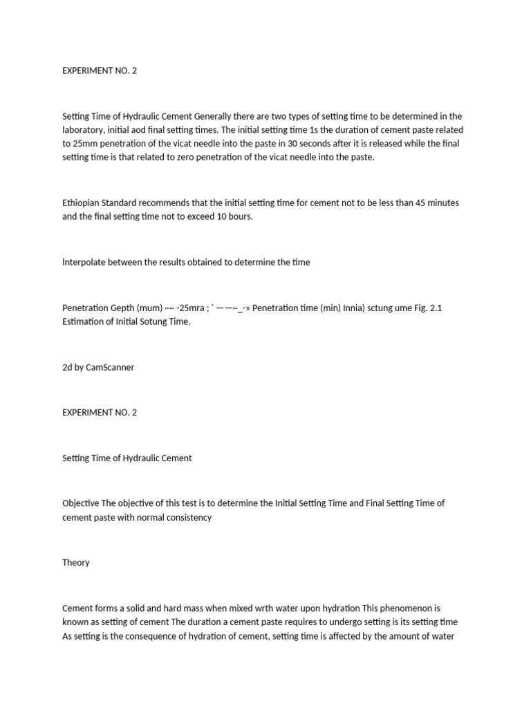 Hydraulic Cement Setting Time Test | PDF | Technology & Engineering