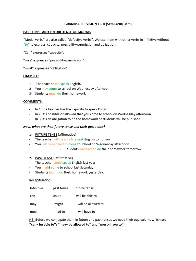 grammar-revision-5 | PDF | Grammatical Tense | Languages