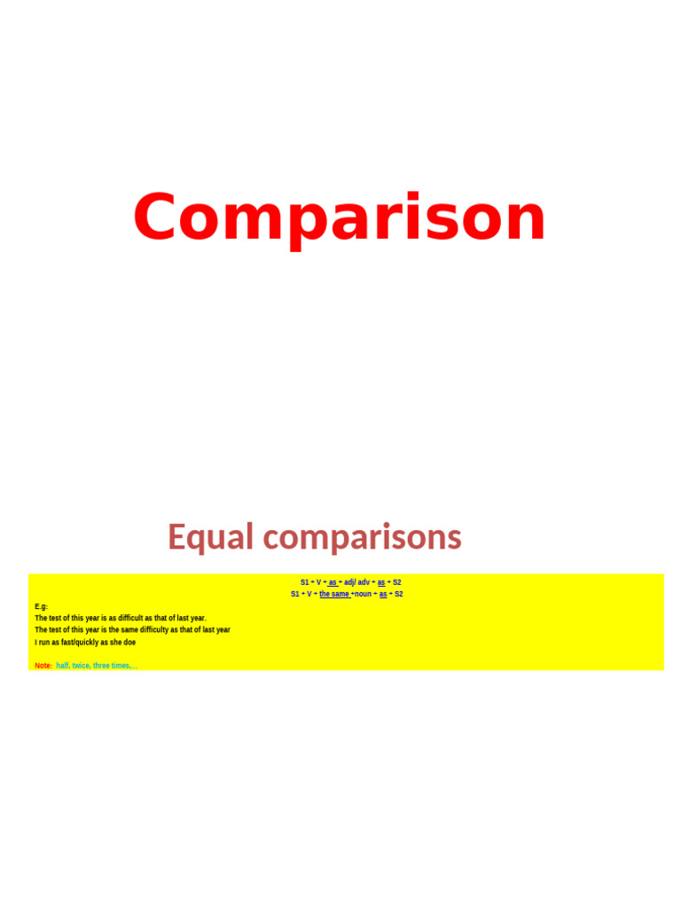 English Comparison Grammar Guide | PDF | Foreign Language Studies ...