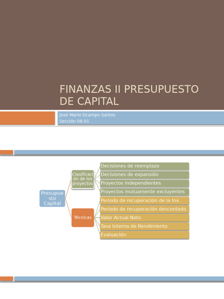 FC Tema01 - Presupuesto de Capital | PDF | Presupuesto | Tasa interna de retorno