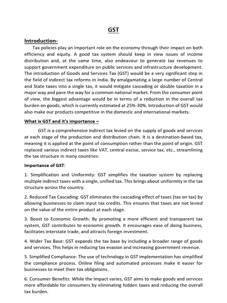 GST Project 114114 | PDF | Taxes | Indirect Tax
