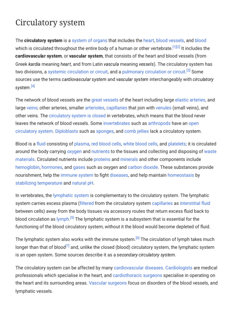Circulatory System - Wikipedia | PDF | Vein | Circulatory System