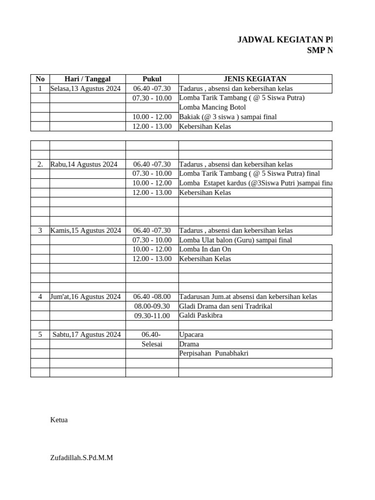 Jadwal HUT RI 79 | PDF