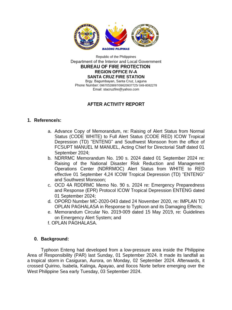 Santa Cruz FS - Aar - Typhoon Enteng | PDF | Meteorology | Storms