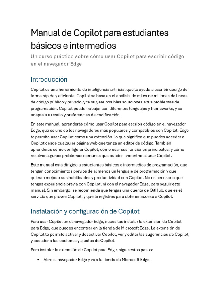 Manual de Copilot para Estudiantes | PDF | Botón (Computación) | Red ...