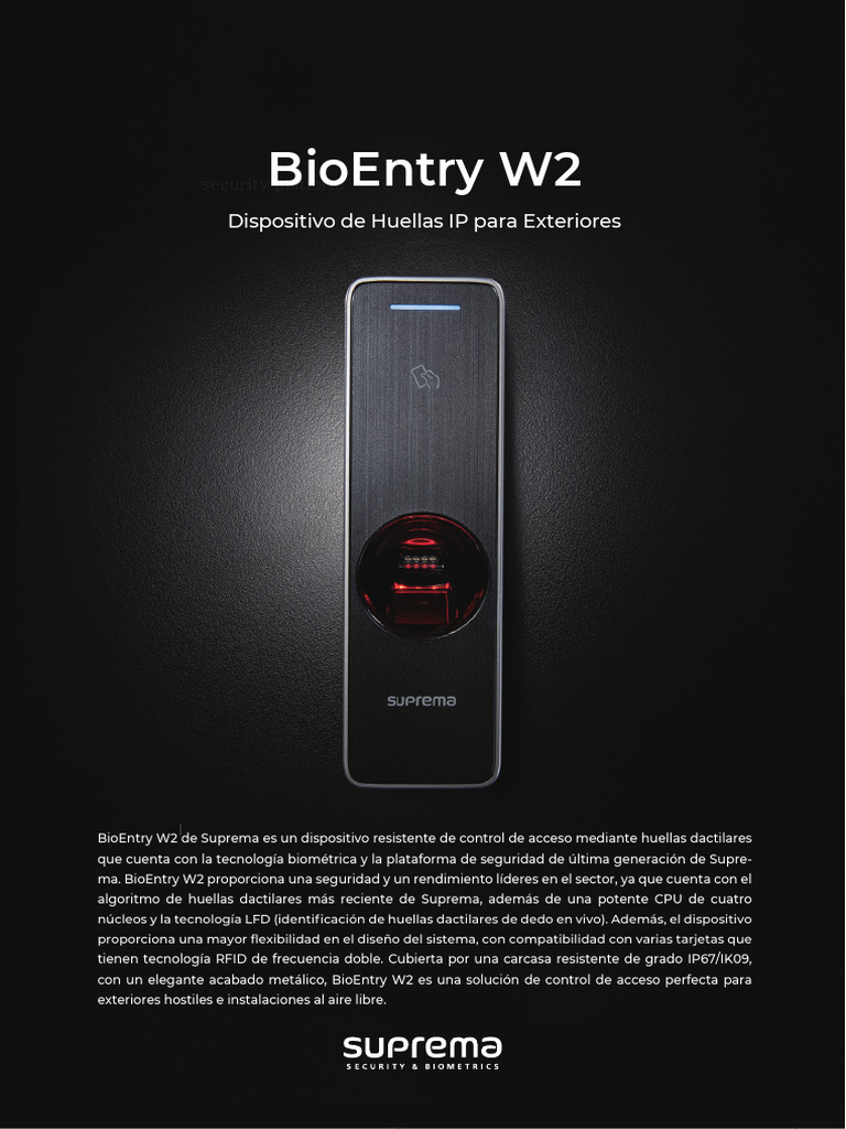 BioEntry W2 | PDF | Identificación de frecuencia de radio | Biometría