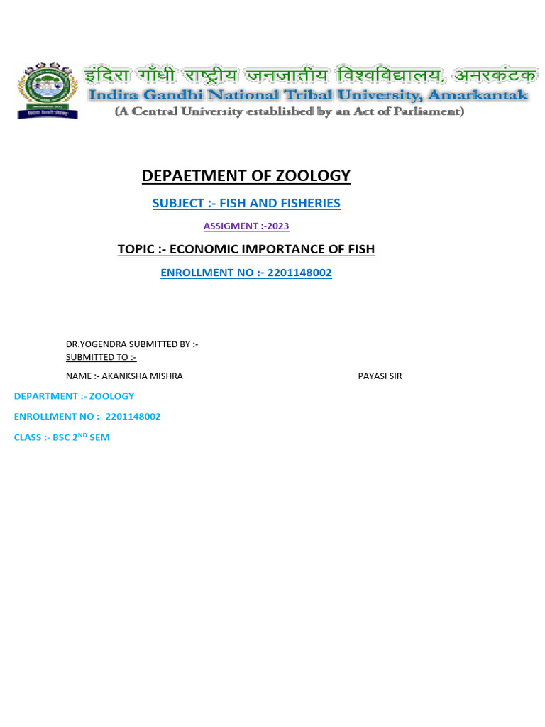 Depaetment of Zoology | PDF