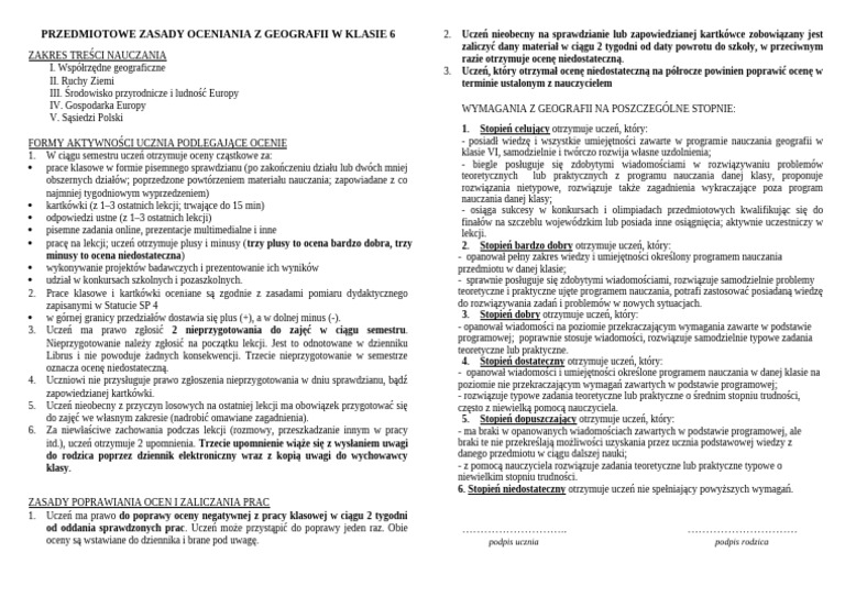 PZO Geografia KL 6 | PDF