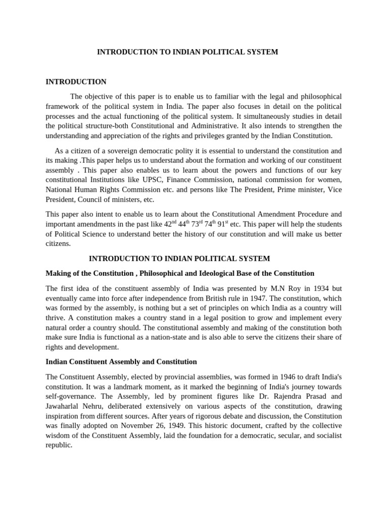 Introduction To Indian Political System | PDF | Political Charters ... Introduction To Indian Political System | PDF | Political Charters ...