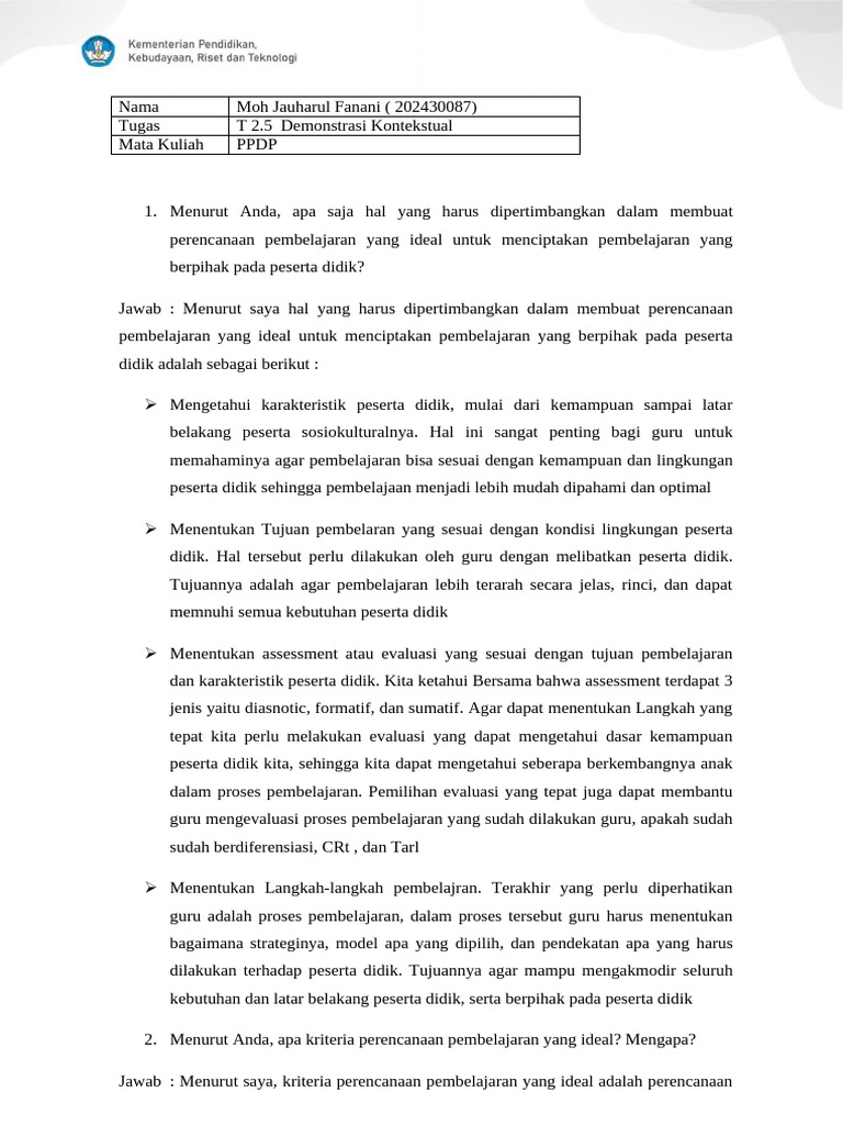 T 2.5 Demonstrasi Kontekstual - Moh Jauharul Fanani | PDF | Karier ...