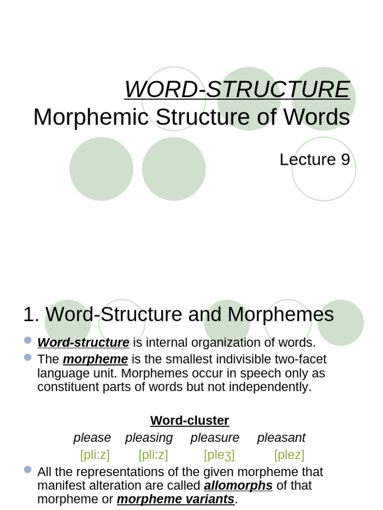 PR 9 Morphemic Structure Og Words | PDF | Word | Morphology (Linguistics)
