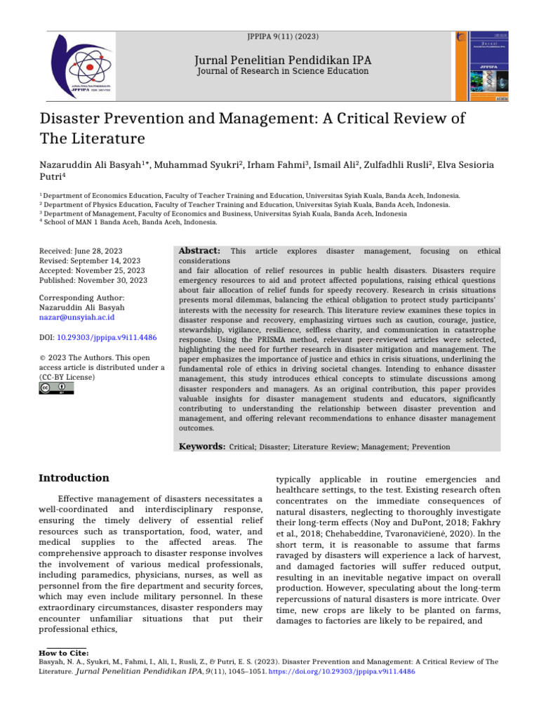 Disaster Prevention and Management A Critical Revi | PDF | Disaster ...