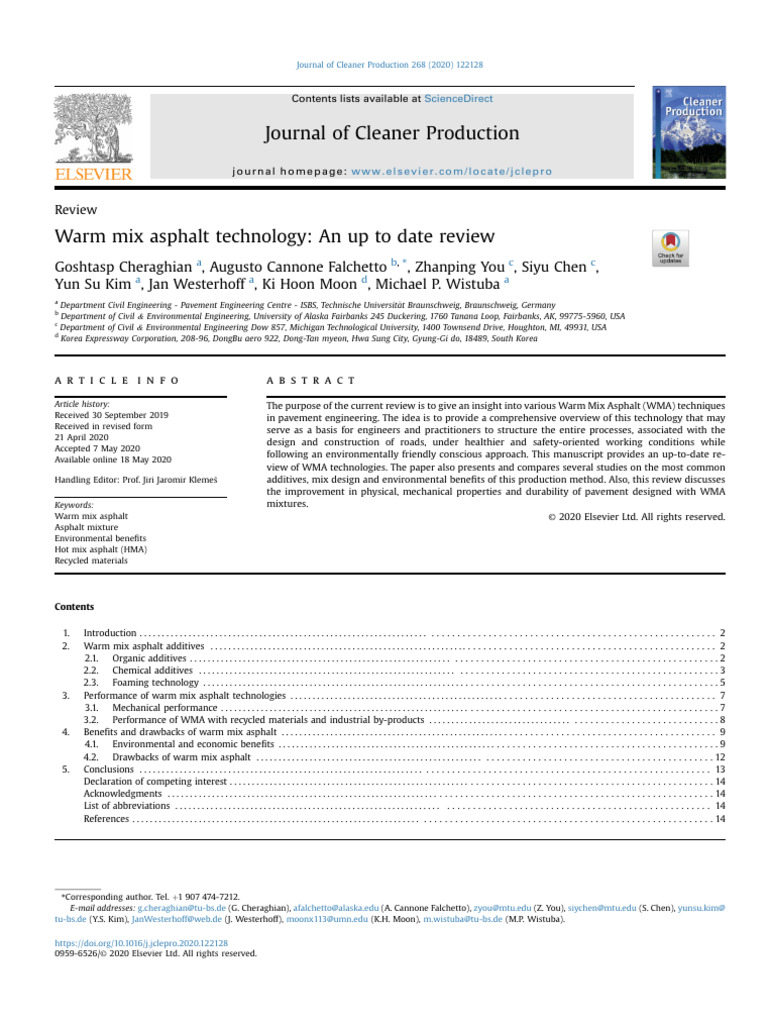 Journal of Cleaner Production | PDF | Road Surface | Rheology