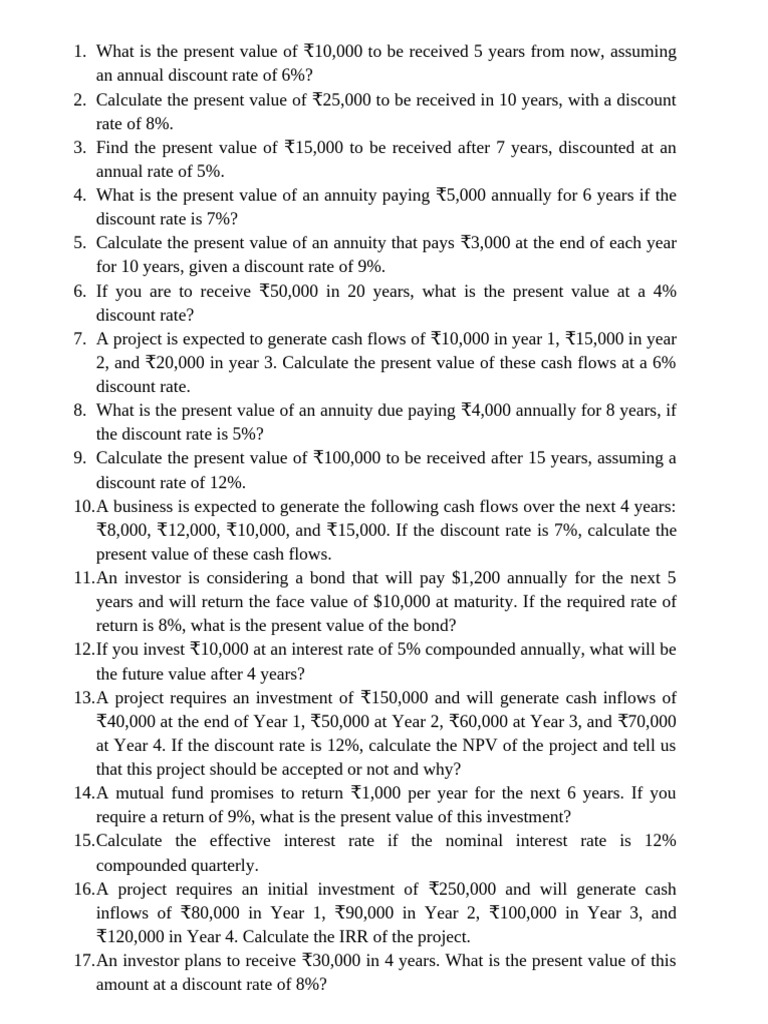 FM Questions (1) | PDF | Present Value | Net Present Value