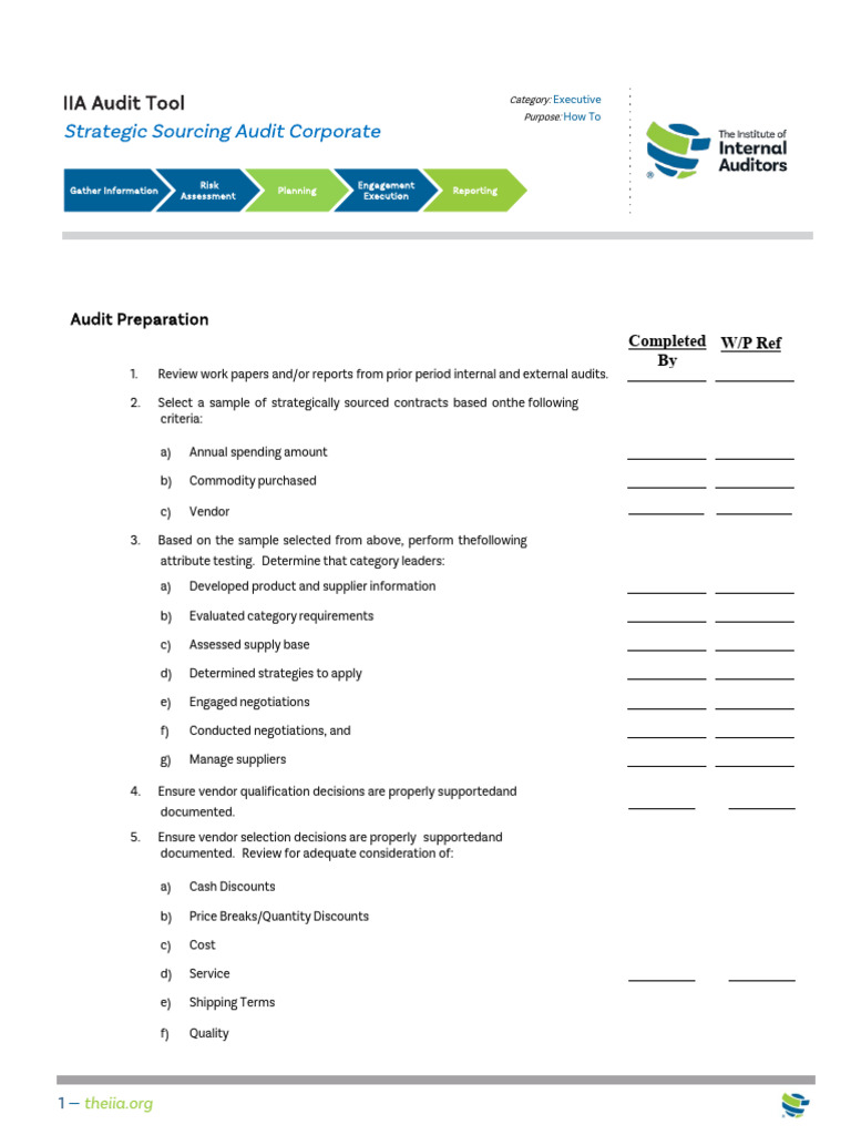 Strategic Sourcing Audit Guide | PDF | Audit | Internal Audit