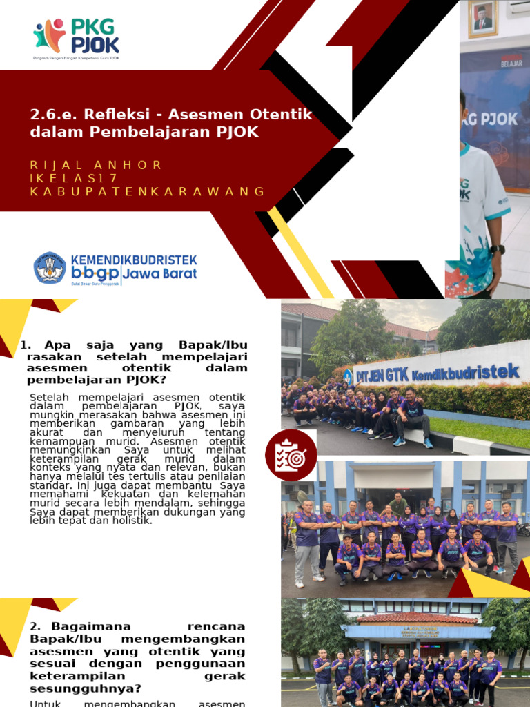 2 6 e Refleksi Asesmen Otentik Dalam Pembelajaran PJOK | PDF | Karier ...