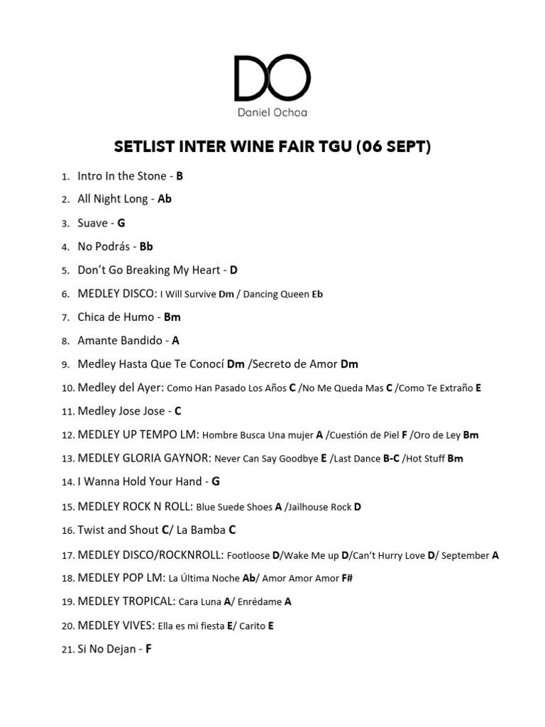 Wine Fair Setlist Inter TGU 2024 FINAL | PDF