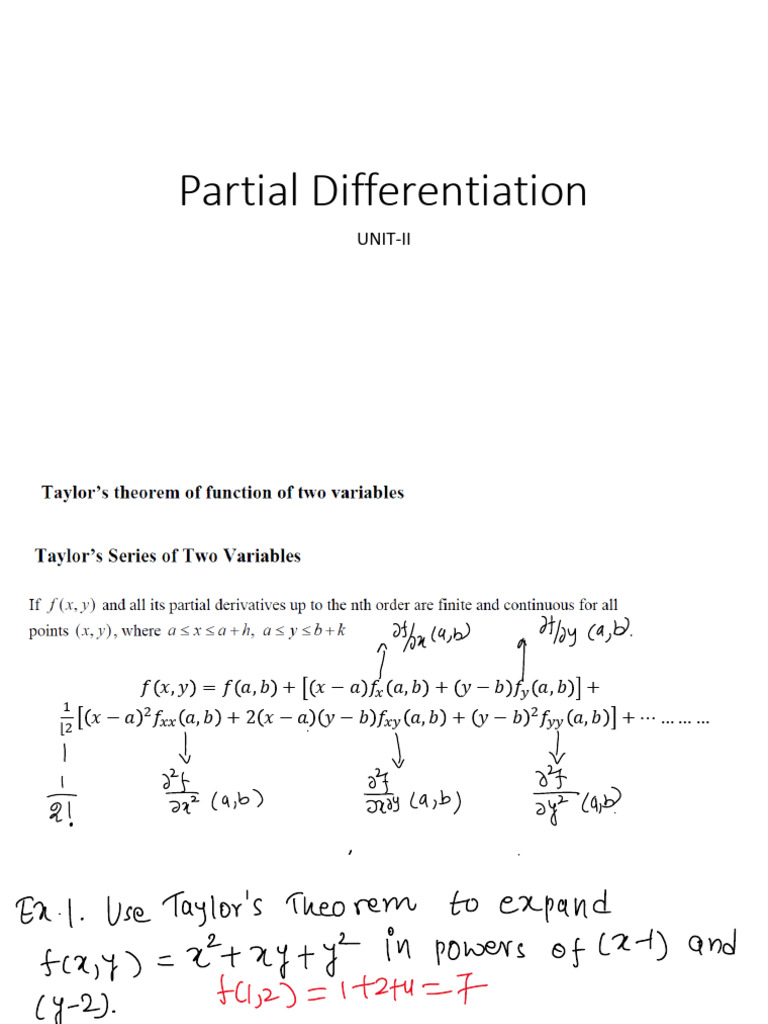 Partial Differentiation - Taylor's Theorem, Max.&min. & Lagrange's Multipliers | PDF