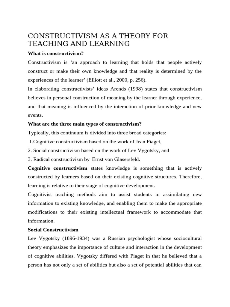 Les Vygotsky Social - Constructivist Theory | PDF | Constructivism (Philosophy Of Education ...