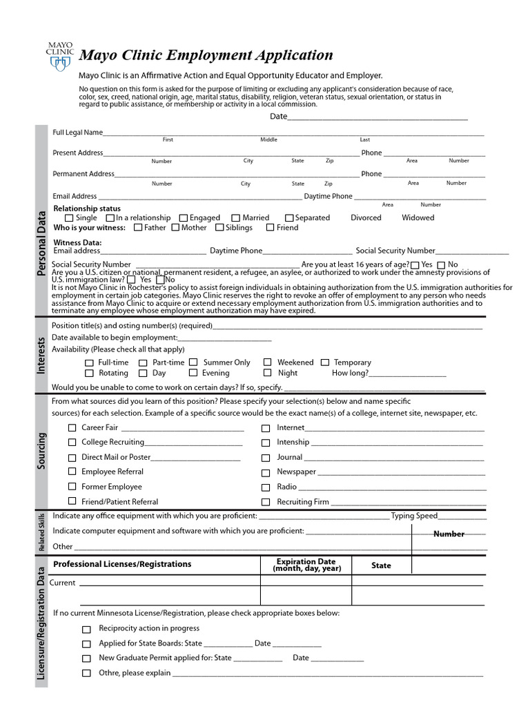 Kwame Mayo Clinic Employment Application | PDF | Employment | Justice