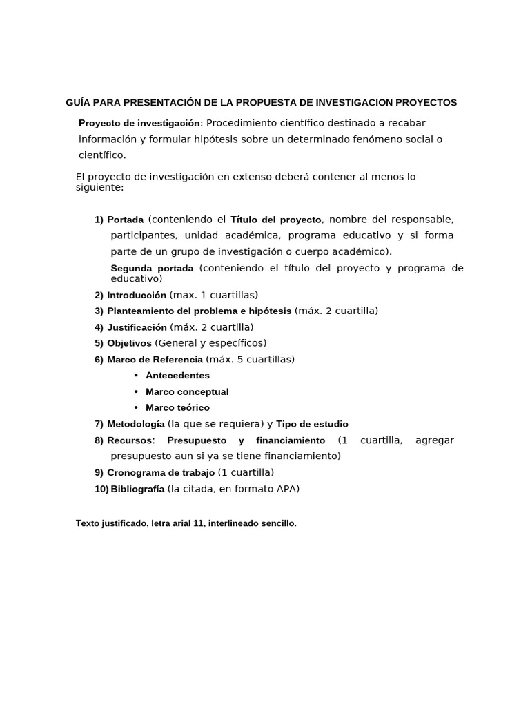 Guia para Presentacion de La Propuesta de Investigacion | PDF | Metodología de encuesta ...